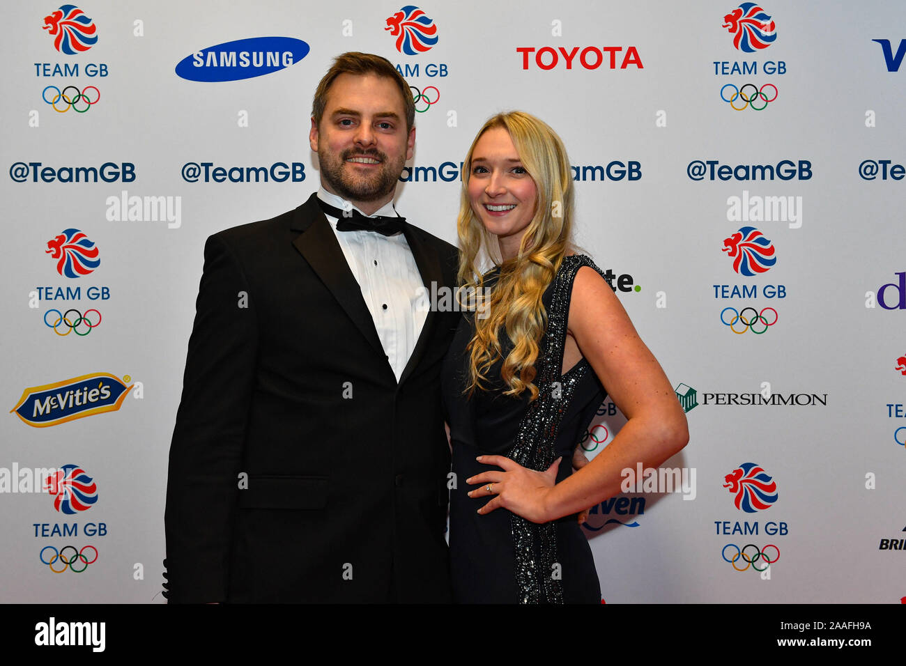 London, UK. 21th Nov, 2019. Liam Tancock and his wife during the 2019 ...