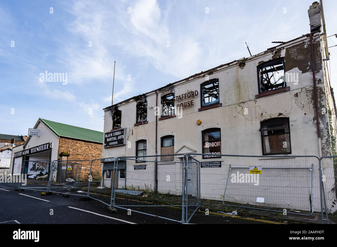 A building ravaged by fire and vandalism in a deliberate arson attack ...