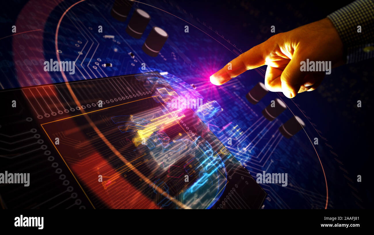 5g mobile network futuristic hologram 3D rendering illustration ...