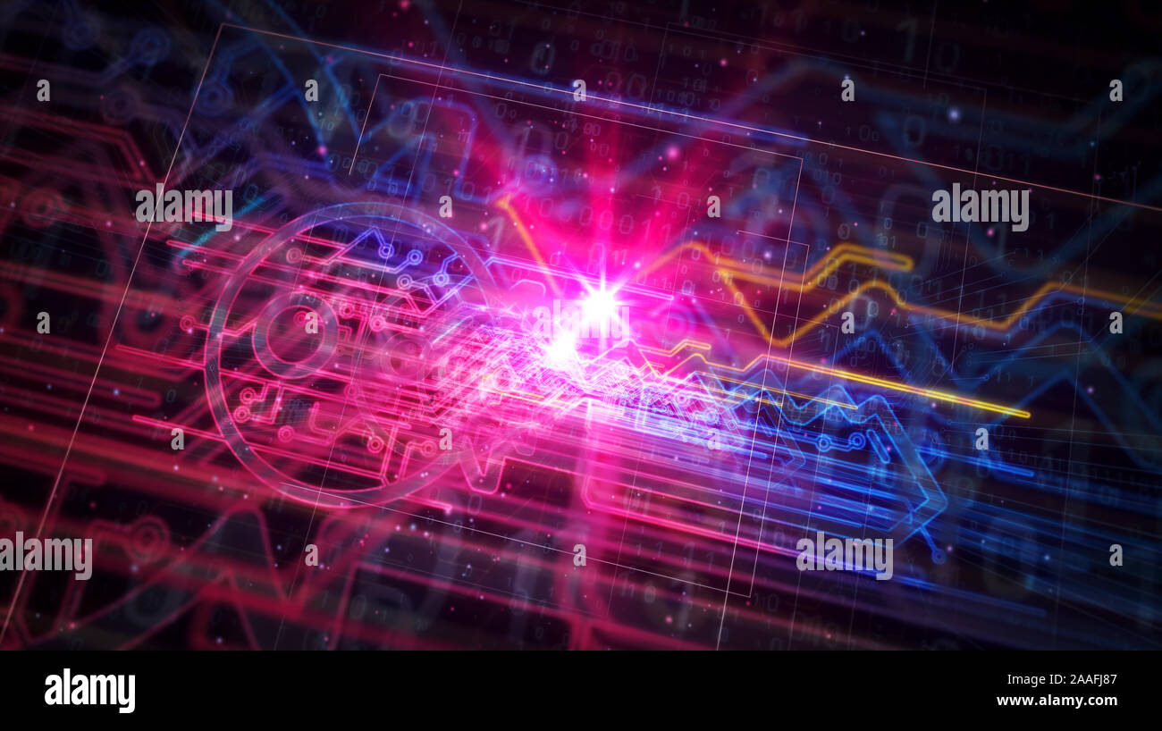 Cyber security key futuristic 3D rendering illustration. Concept of ...