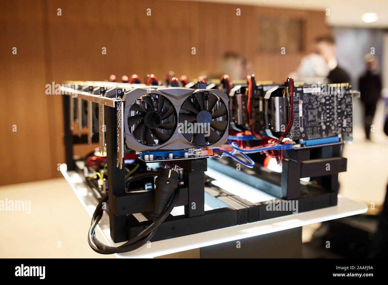 Cryptocurrency mining equipment - lots of gpu cards on mainboard Stock ...