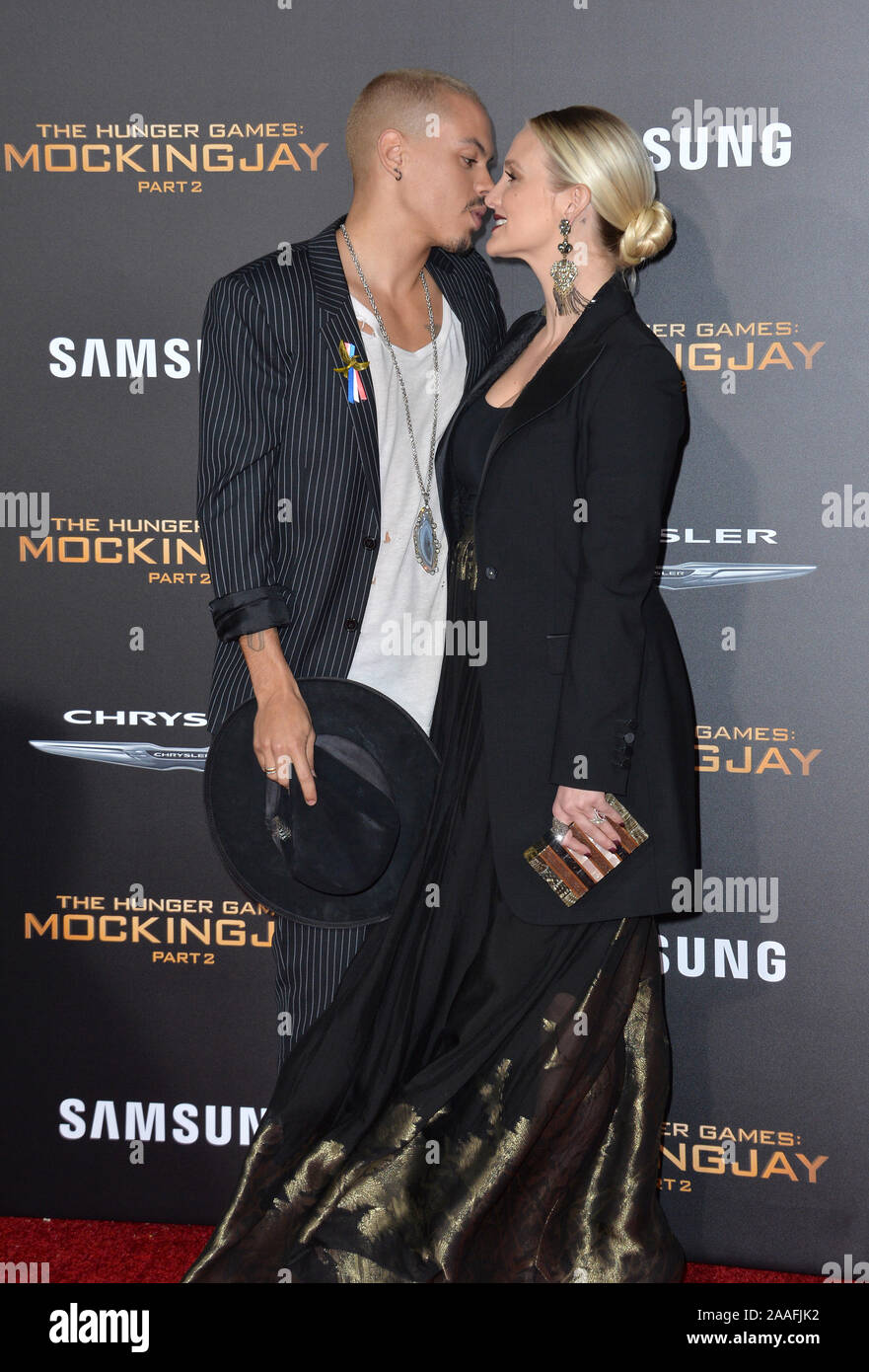 LOS ANGELES, CA - NOVEMBER 16, 2015: Actor Evan Ross & wife actress ...