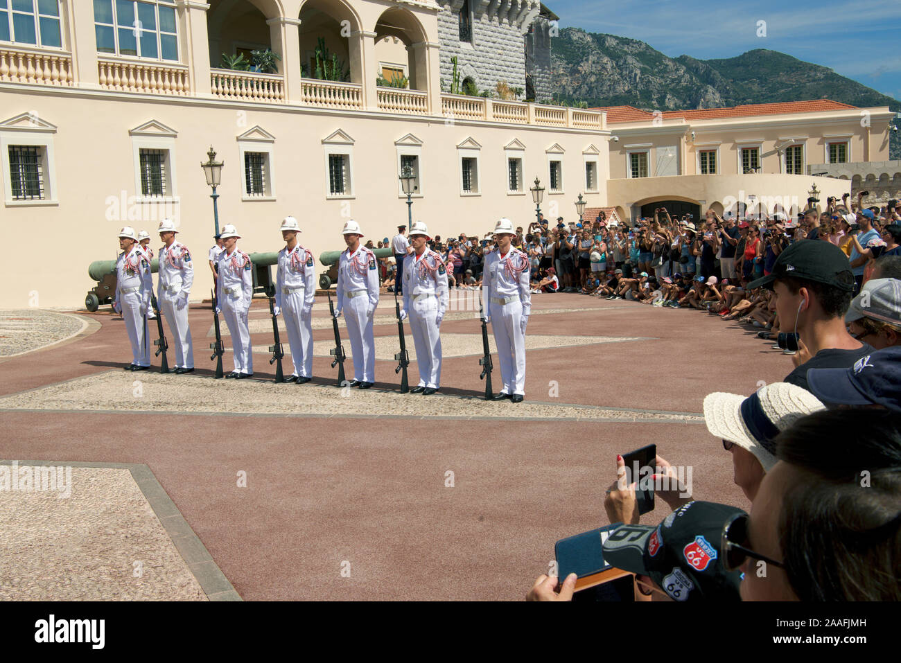 Changing of the Guard with audience Princes Palace Monte Carlo Monaco ...