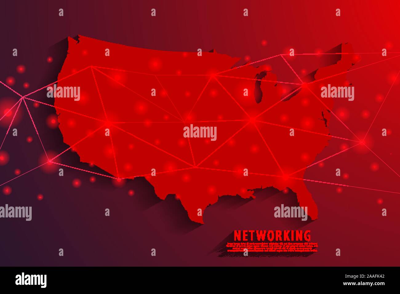 Network connection background, red USA map, vector, illustration, eps ...