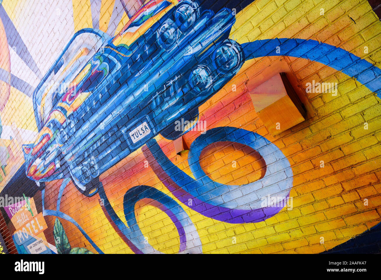 mural on the Mother road market food hall on Route 66 in Tulsa Oklahoma ...
