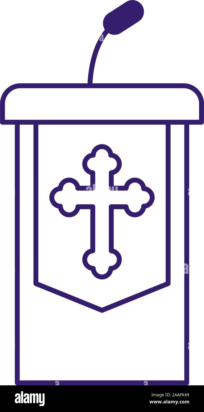 Isolated pulpit with cross line vector design Stock Vector Image & Art ...