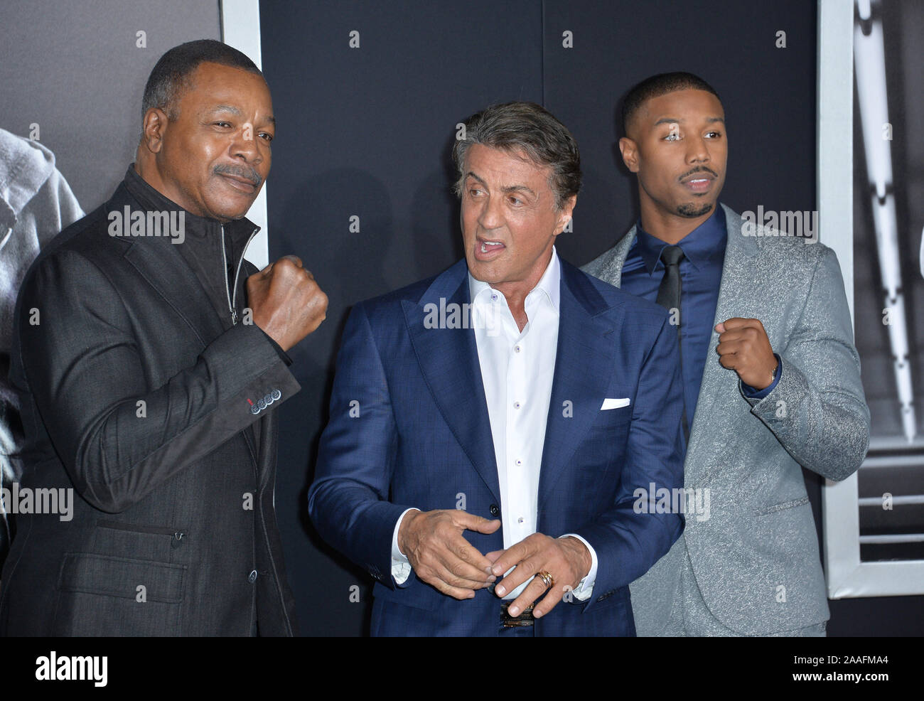 LOS ANGELES, CA - NOVEMBER 19, 2015: Actors Sylvester Stallone ...