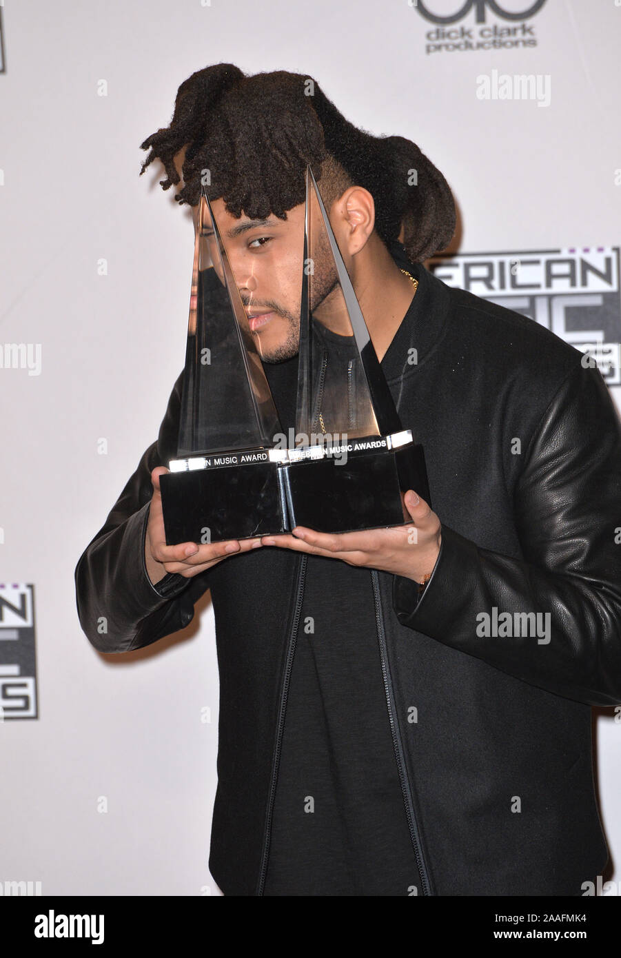 LOS ANGELES, CA. November 22, 2015: The Weeknd at the 2015 American ...
