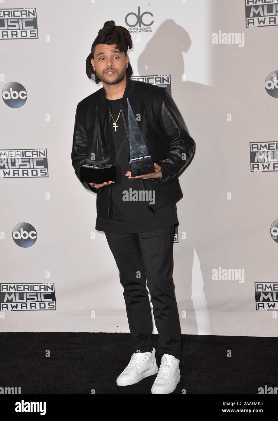 LOS ANGELES, CA. November 22, 2015: The Weeknd at the 2015 American ...
