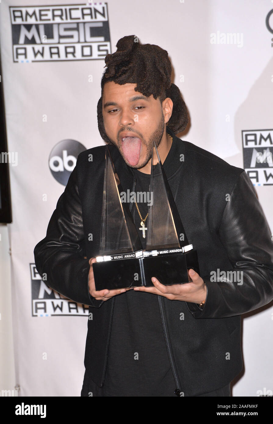 LOS ANGELES, CA. November 22, 2015: The Weeknd at the 2015 American ...