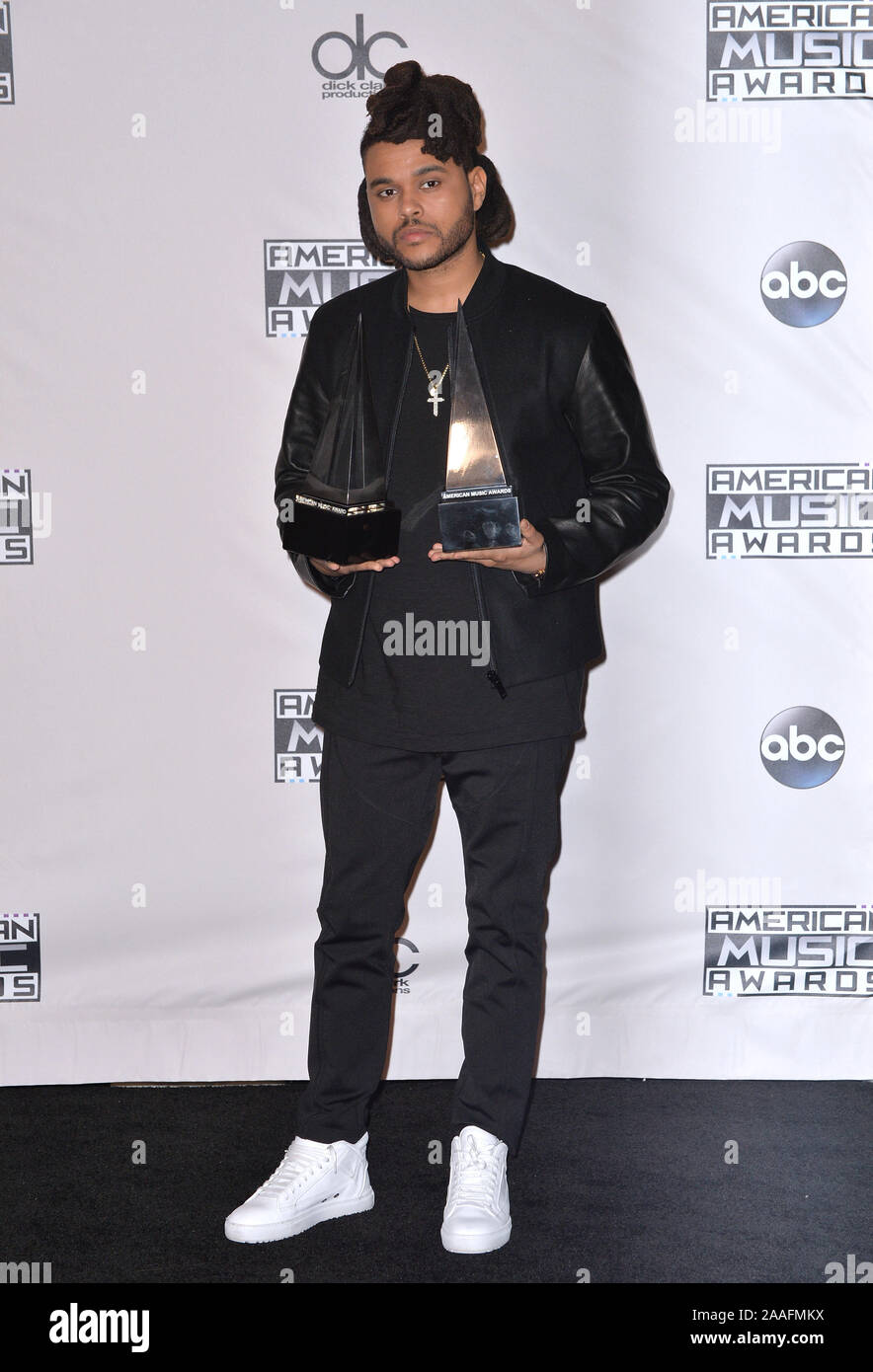 LOS ANGELES, CA. November 22, 2015: The Weeknd at the 2015 American ...