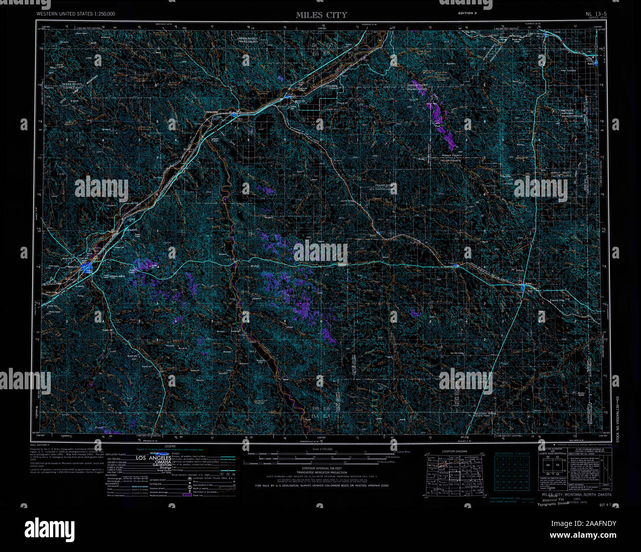 Map Of Miles City Montana High Resolution Stock Photography and Images ...