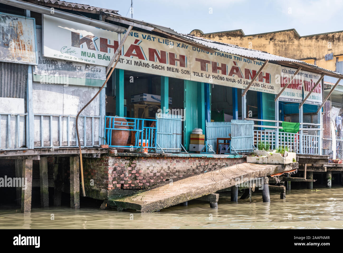 Cai Be, Mekong Delta, Vietnam - March 13, 2019: Along Kinh 28 canal ...