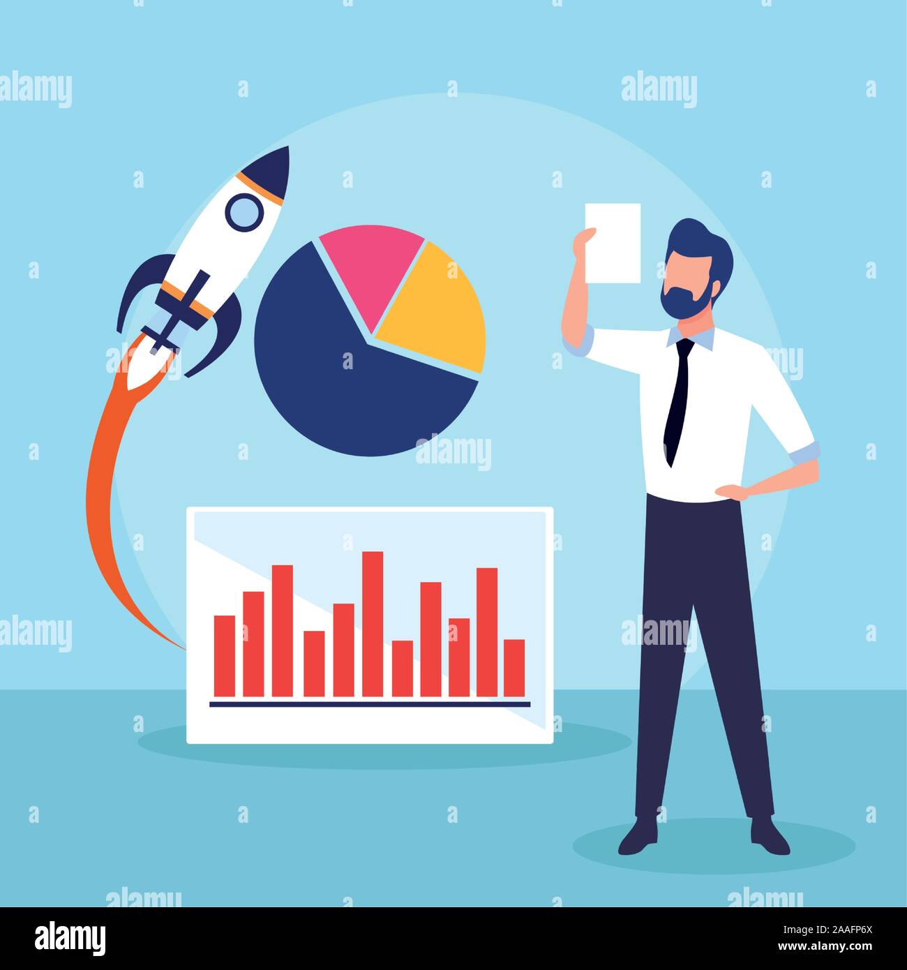 Businessman avatar pie chart Stock Vector Images - Alamy