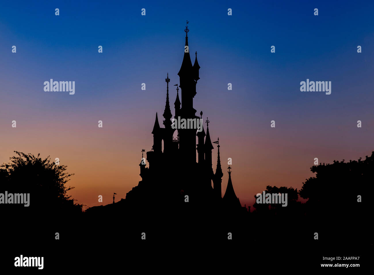 Disney castle at sunset hi-res stock photography and images - Alamy