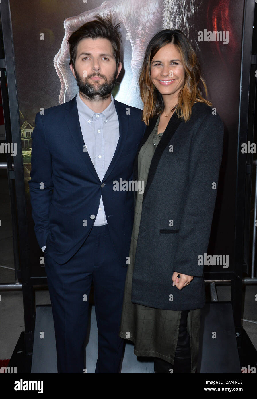 LOS ANGELES, CA - NOVEMBER 30, 2015: Actor Adam Scott & wife Naomi ...