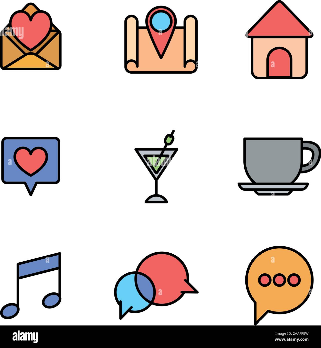 User interface and social media fill icon set design Stock Vector Image ...