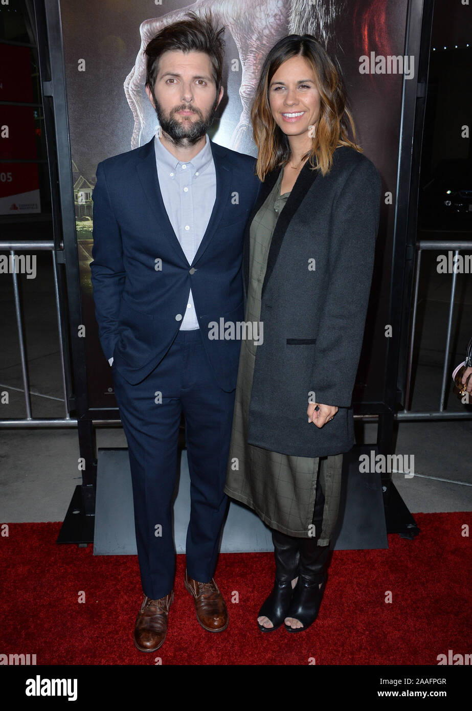 LOS ANGELES, CA - NOVEMBER 30, 2015: Actor Adam Scott & wife Naomi ...