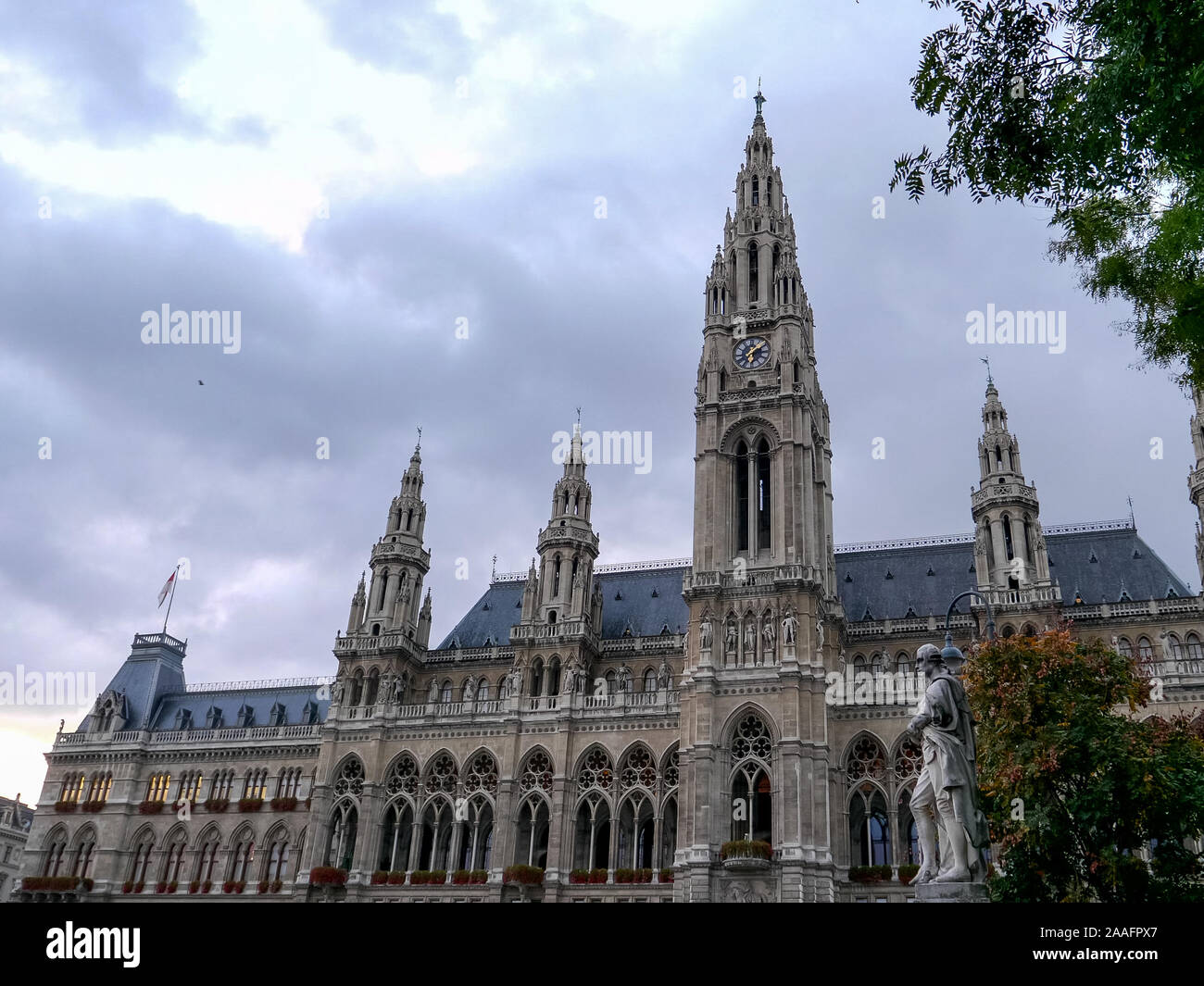 VIENNA, AUSTRIA, OCTOBER, 9, 2017 an exterior view of rathaus and a ...