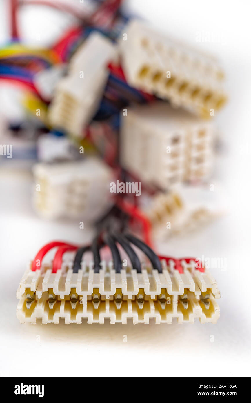 Electric cables and connectors for transmitting electricity. Old plugs ...