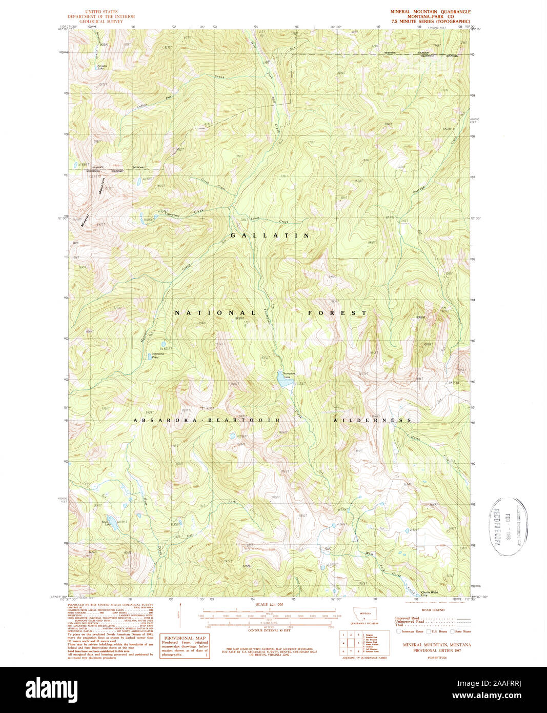 USGS TOPO Map Montana MT Mineral Mountain 265418 1987 24000 Restoration ...
