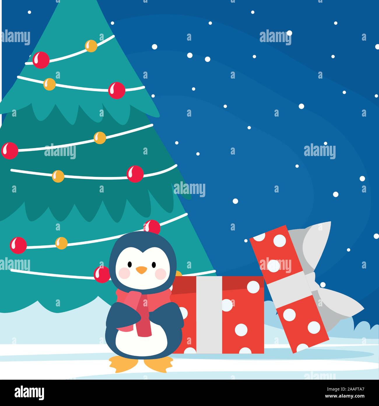 Cartoon penguin christmas tree isolated Stock Vector Images - Alamy