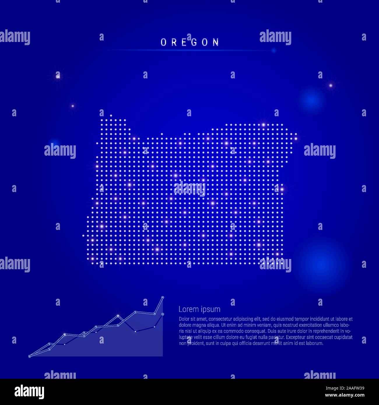Oregon US state illuminated map with glowing dots. Infographics ...
