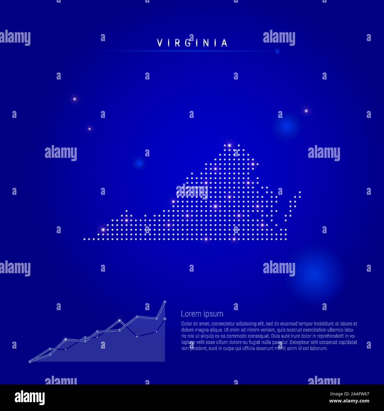 Virginia US state illuminated map with glowing dots. Infographics ...