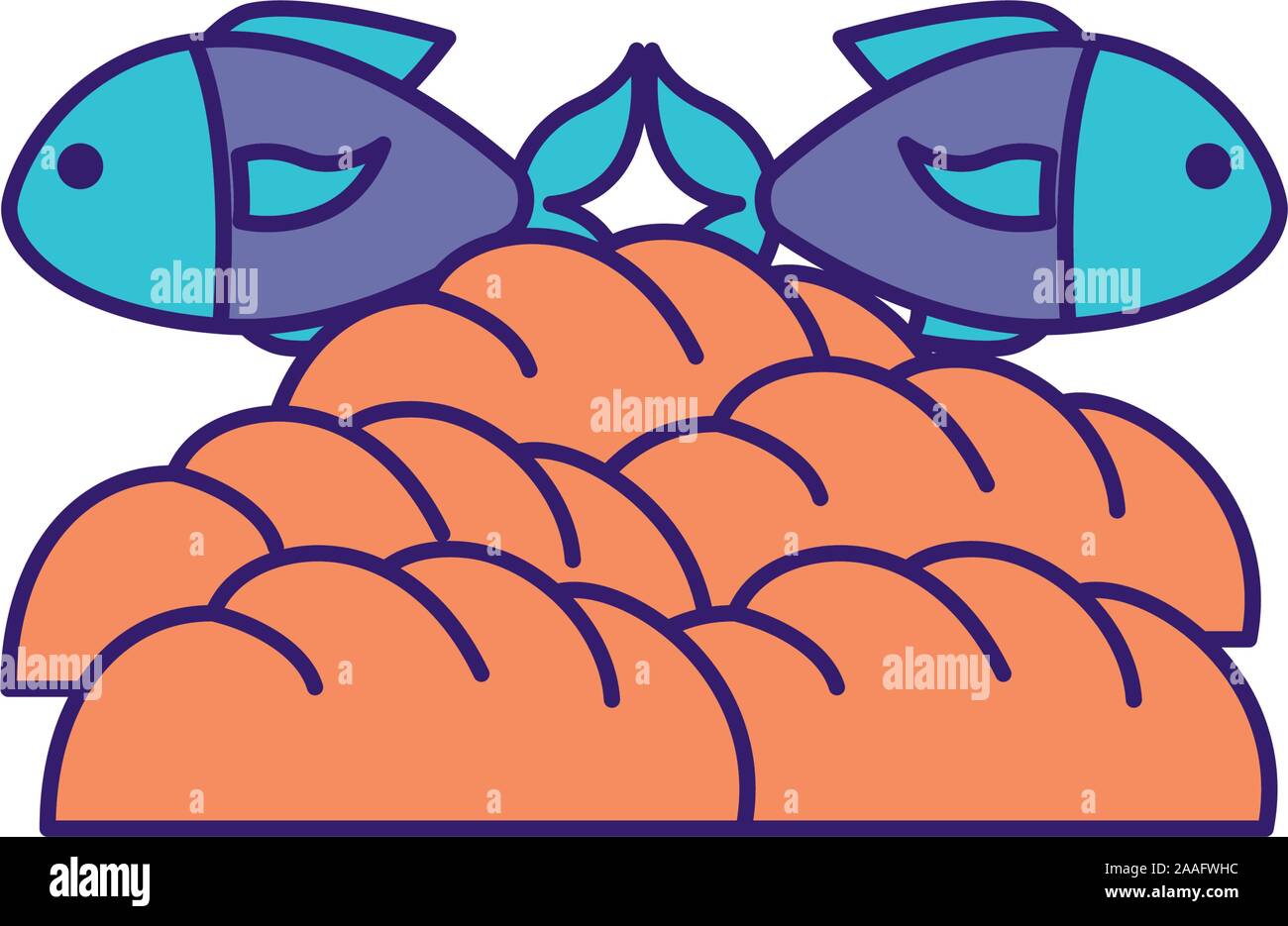 Isolated bread and fish fill vector design Stock Vector Image & Art - Alamy
