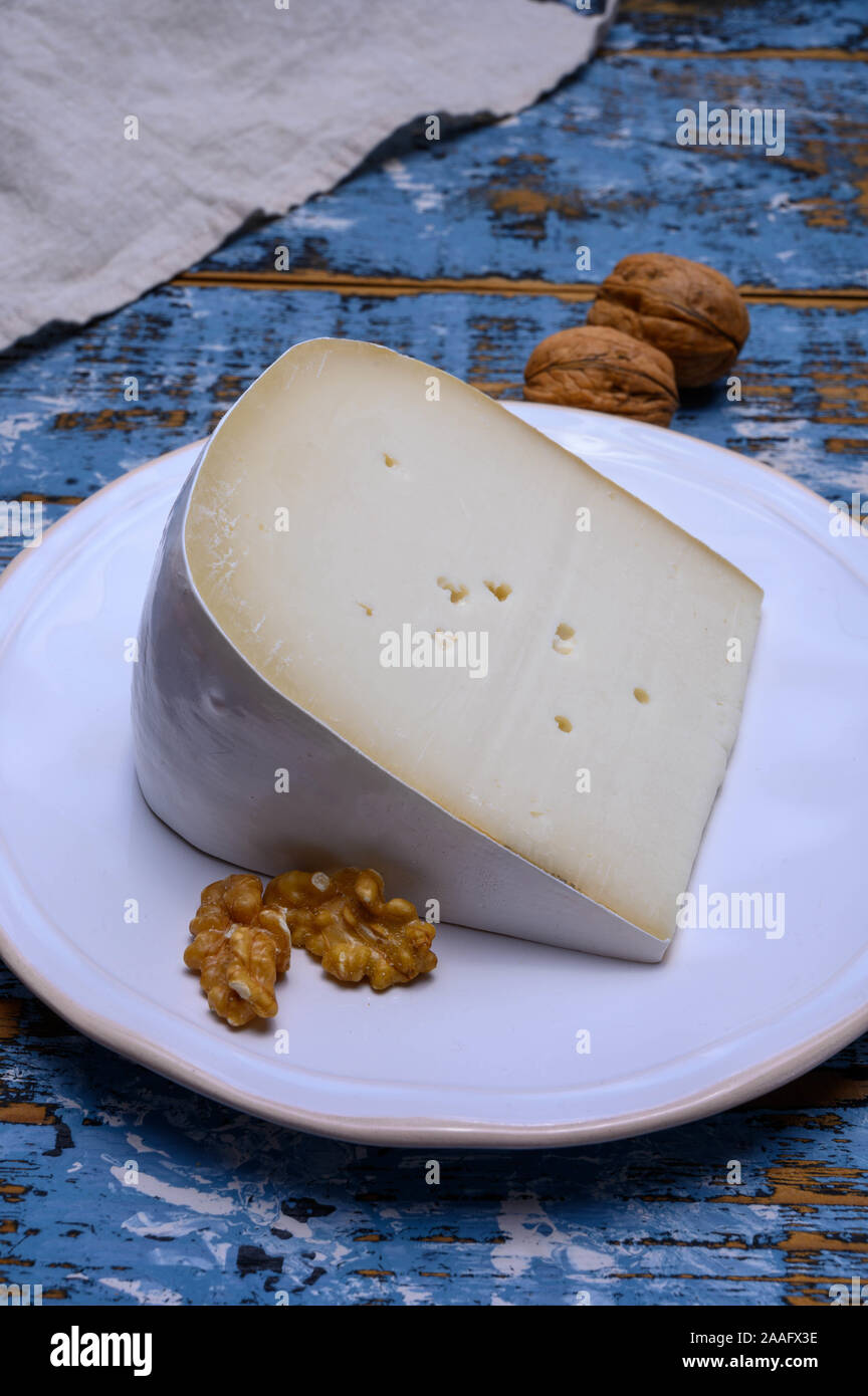 Cheese collection, Dutch hard white goat cheese close up Stock Photo ...