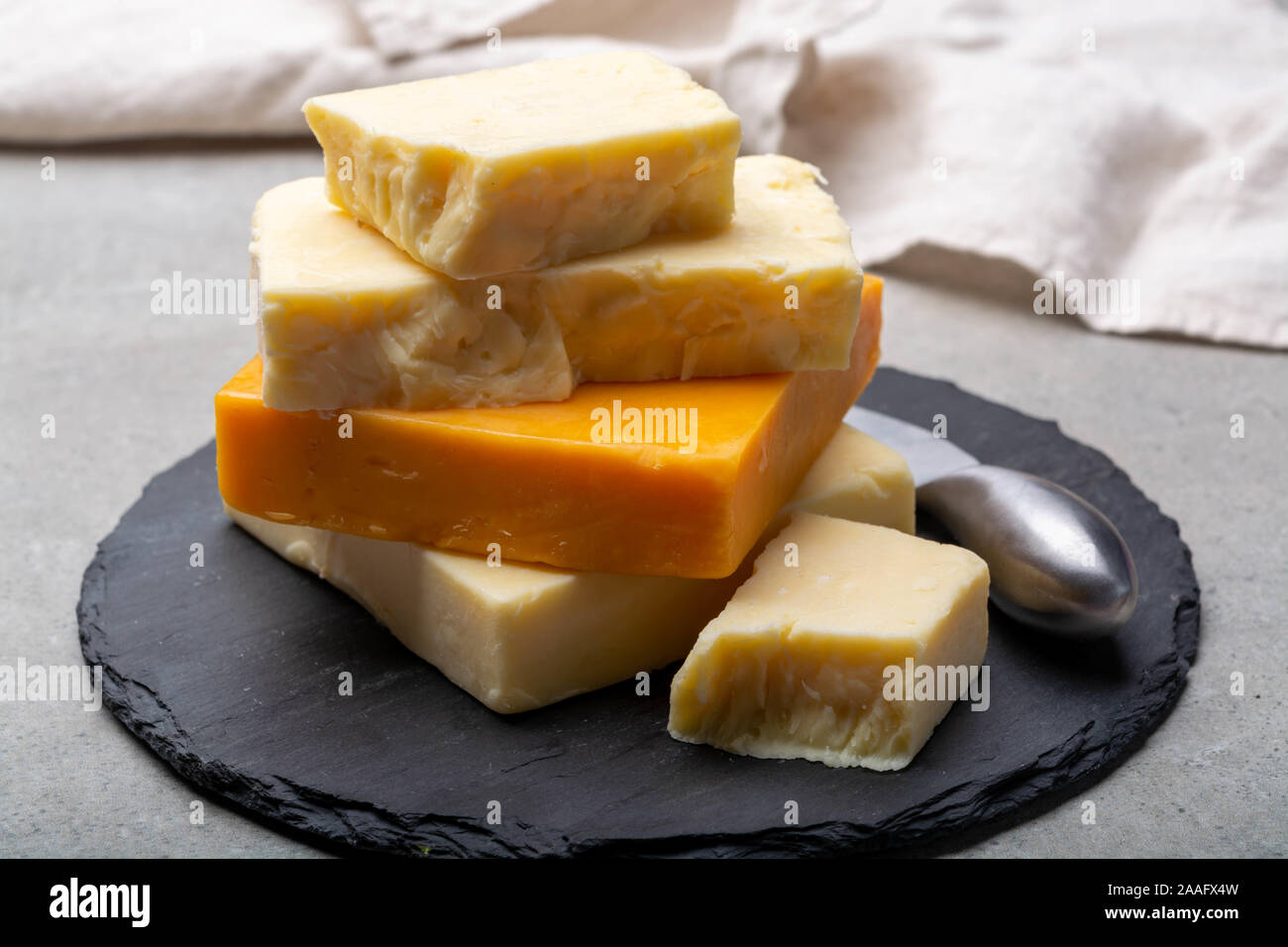 Cheese collection, matured and orange original British cheddar cheese ...