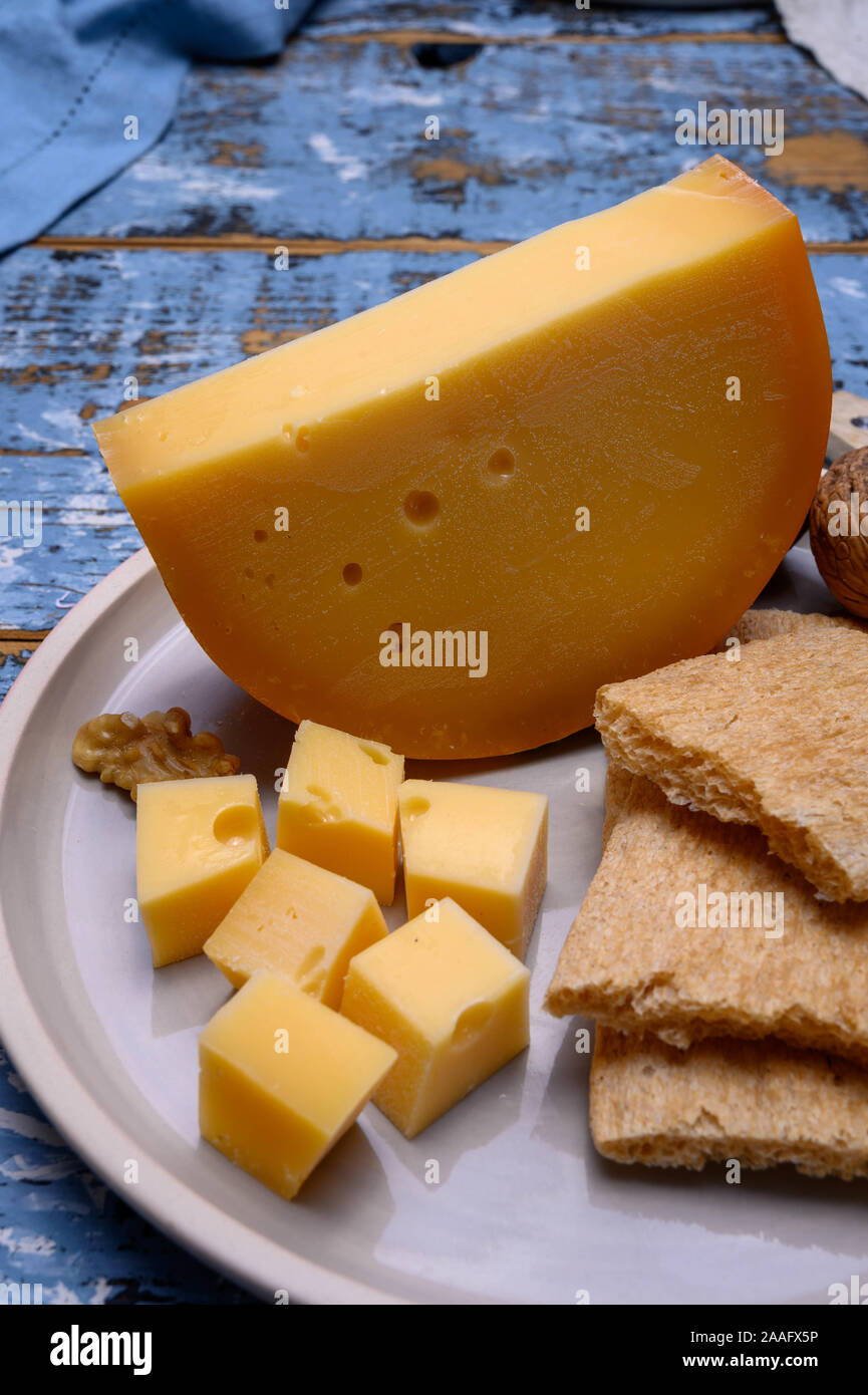Cheese collection, Dutch gouda hard yellow cheese made from cow milk ...