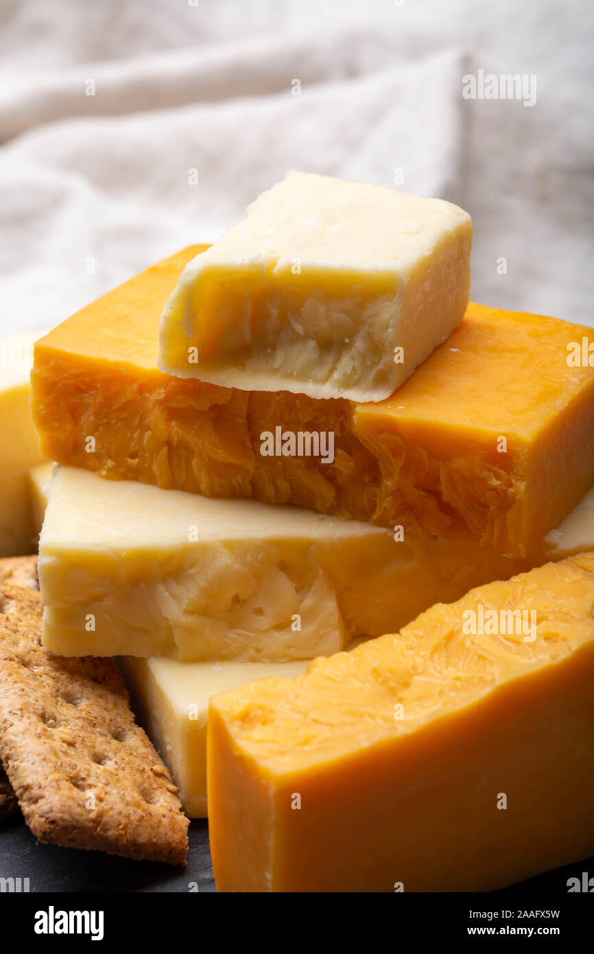 Cheese collection, matured and orange original British cheddar cheese ...