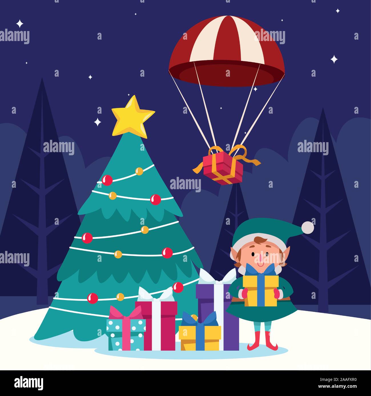 Cute boy christmas gifts Stock Vector Images - Alamy
