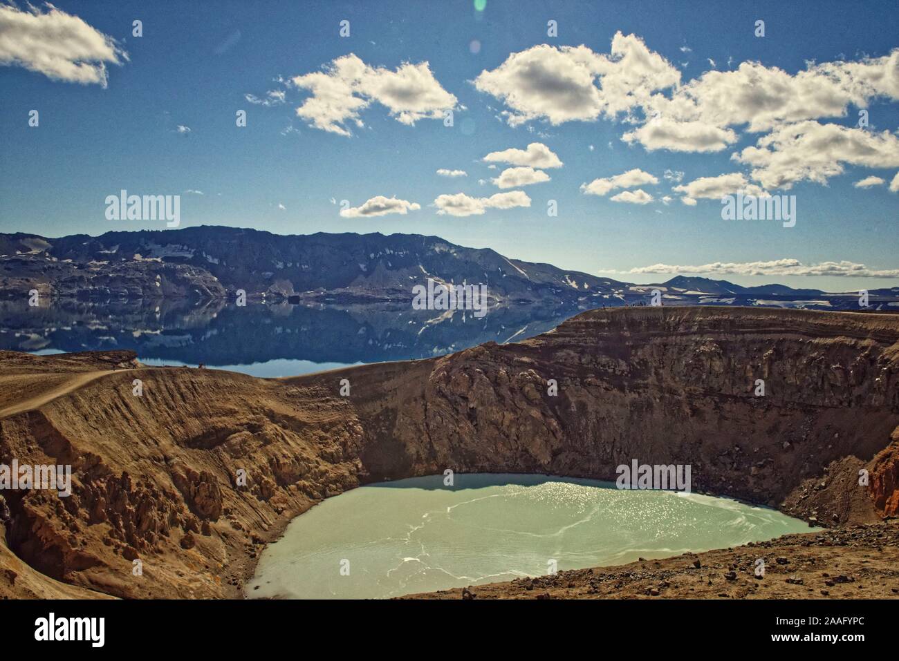 Askja Volcano,Viti crater with Lake Oskjuvatn,Iceland Stock Photo - Alamy