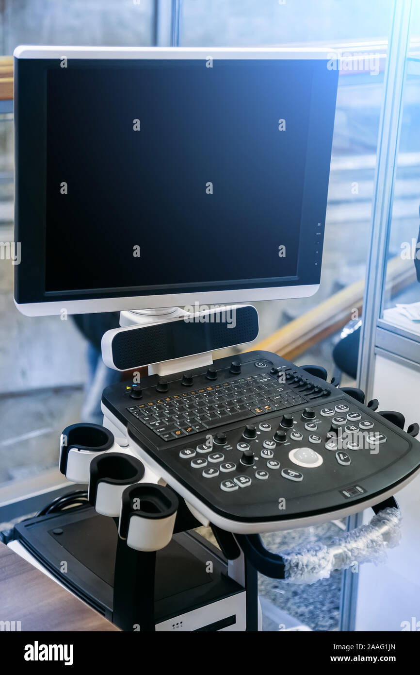 Modern ultrasound machine in clinic laboratory of sonography ...