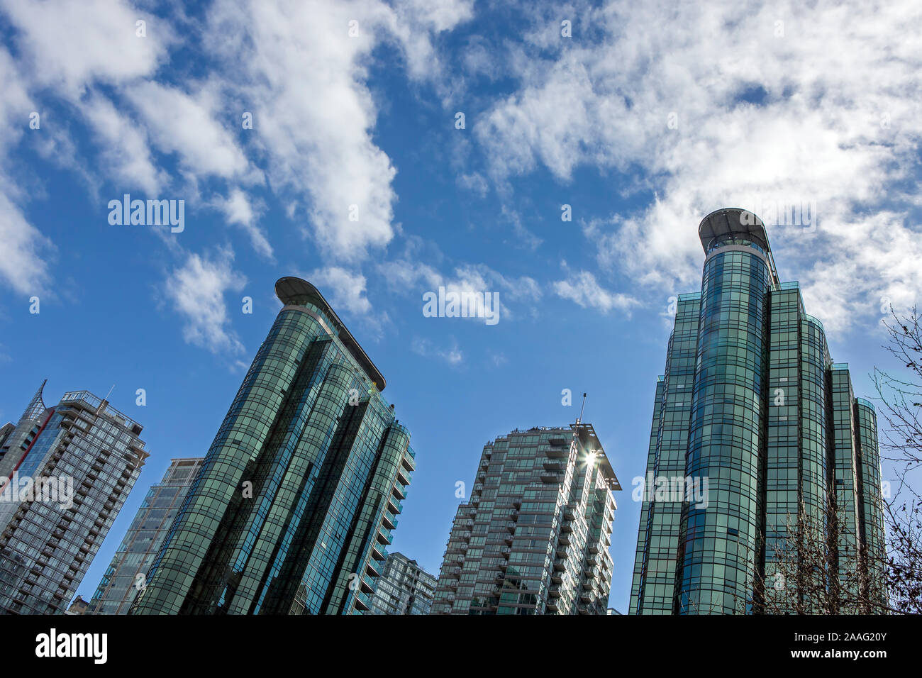 Modern condo buildings in Downtown Vancouver, British Columbia, Canada ...