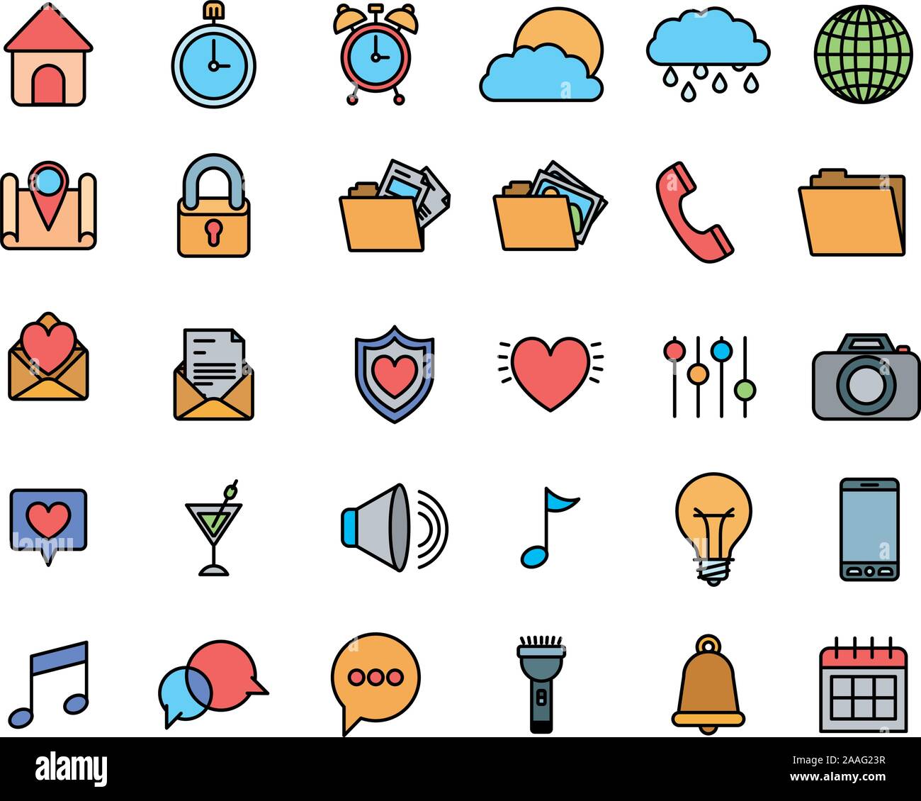 User interface and social media fill icon set design Stock Vector Image ...