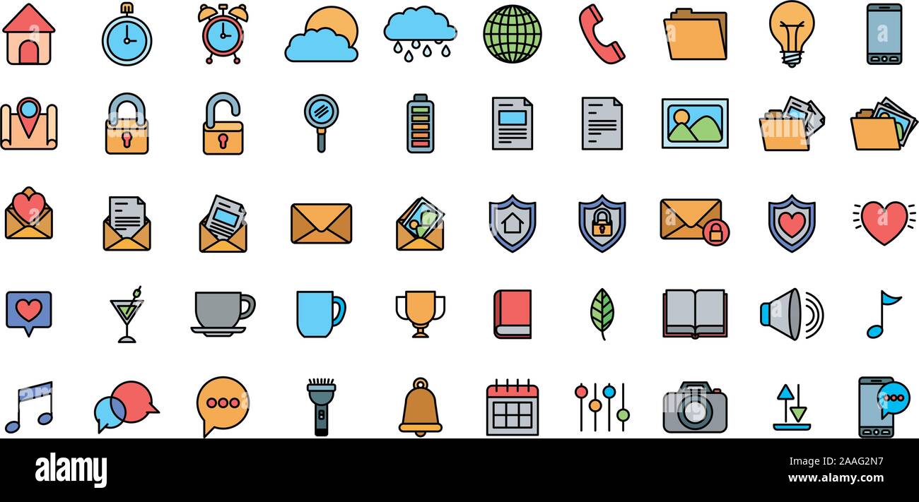 User interface and social media fill icon set design Stock Vector Image ...