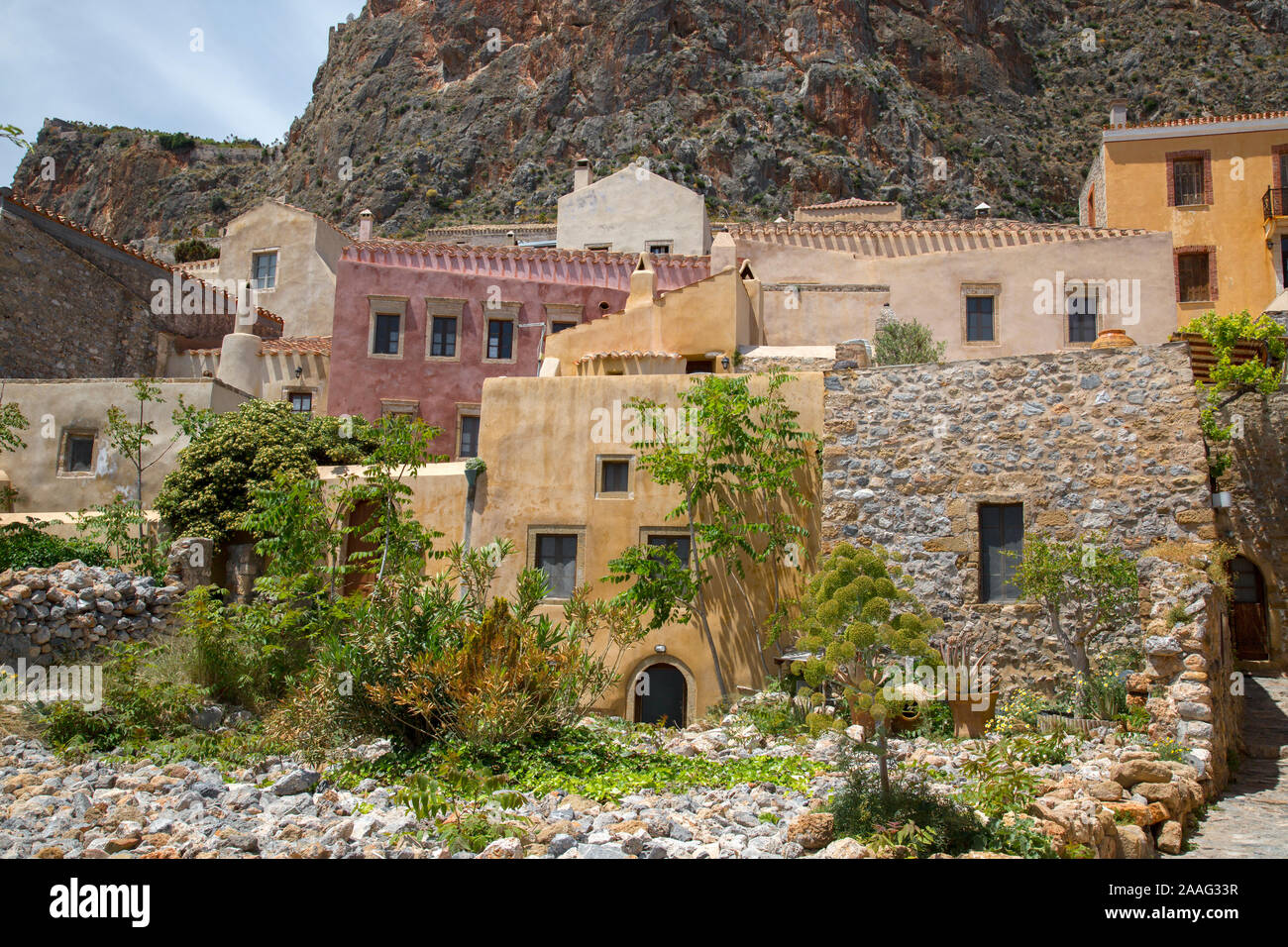 Medieval homes on a hillside of the historic, Greek Island of ...