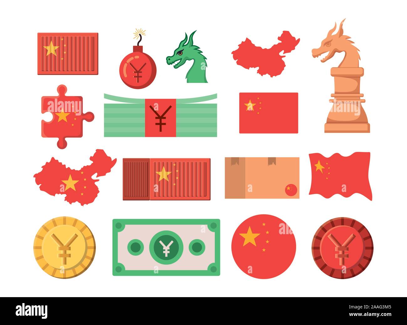Money and commerce of china icon set design Stock Vector Image & Art ...