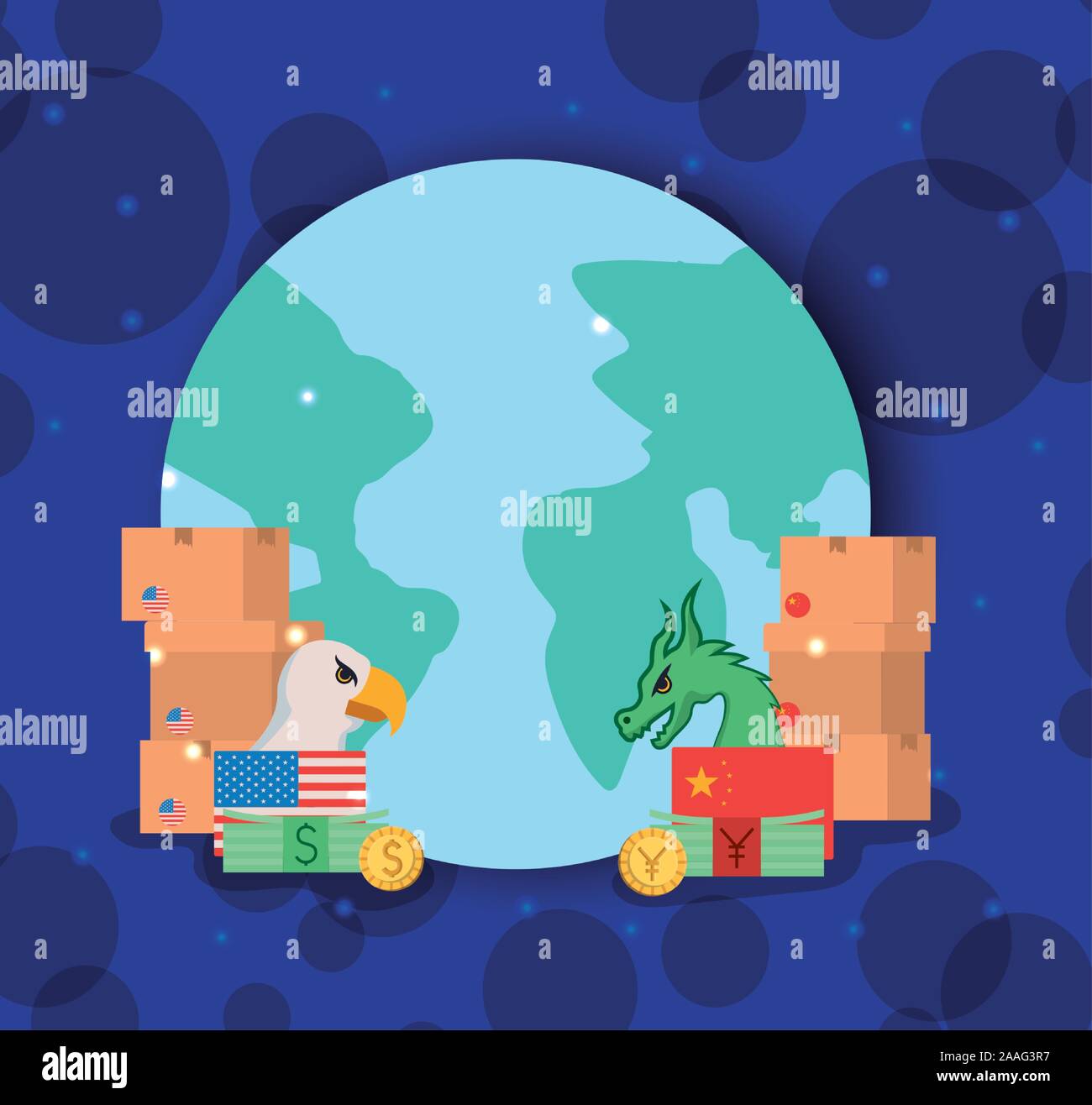 commercial war between china and usa vector design Stock Vector Image ...