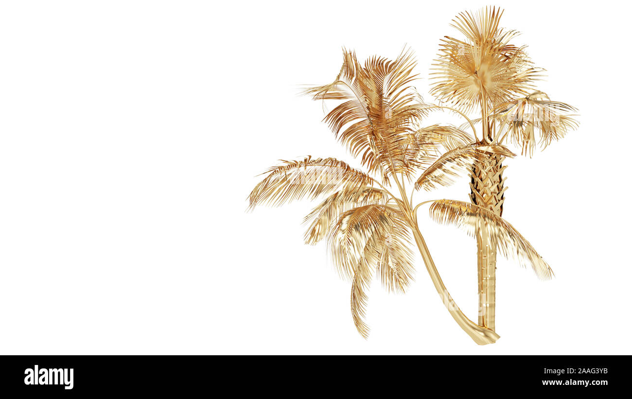 Golden Palm Trees Isolated On White. 3d rendering Stock Photo - Alamy