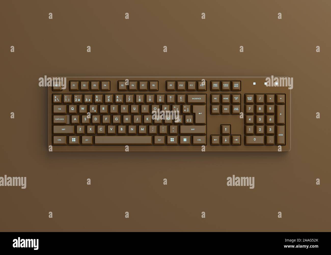 Backlit brown mechanical keyboard. Pastel colors Stock Photo - Alamy