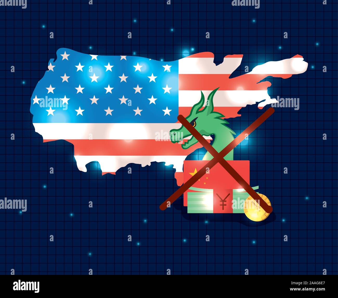 commercial war between china and usa vector design Stock Vector Image ...