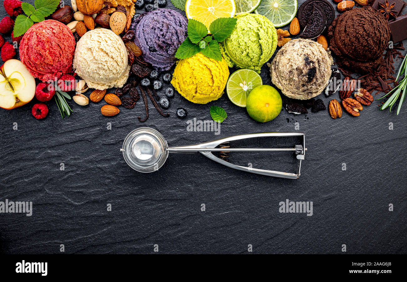 Various of ice cream flavor ball blueberry ,lime ,pistachio ,almond ...