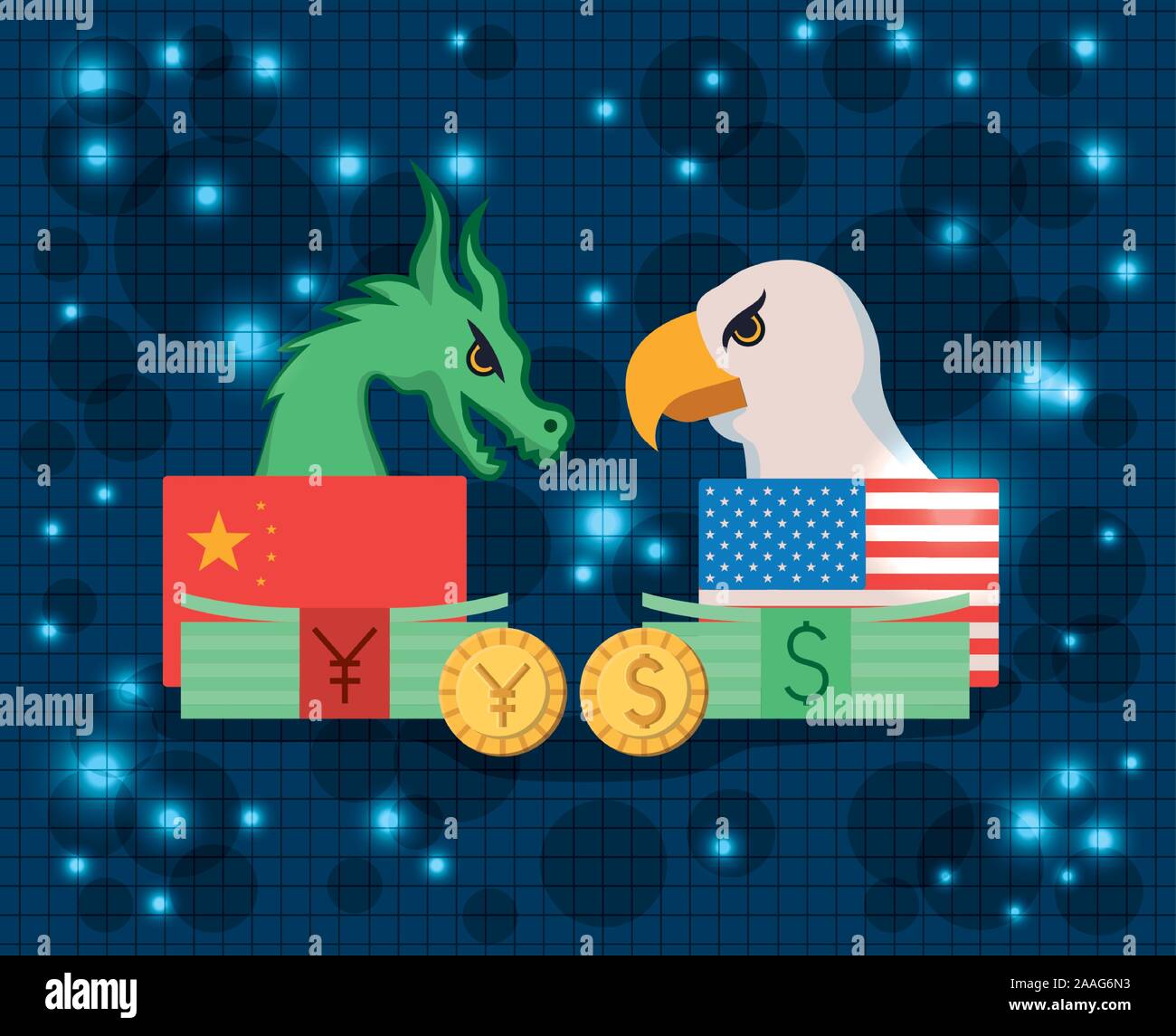commercial war between china and usa vector design Stock Vector Image ...