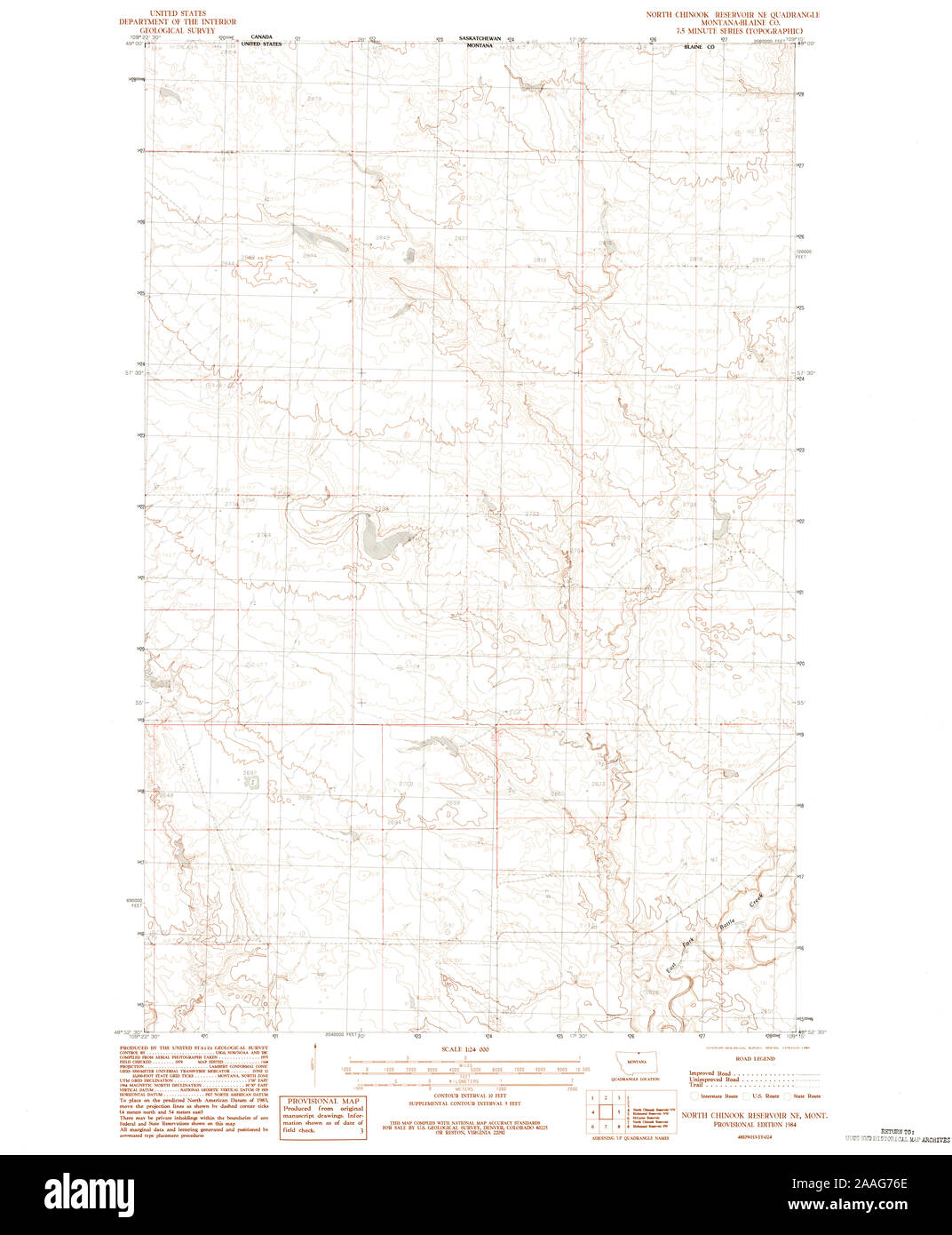 USGS TOPO Map Montana MT North Chinook Reservoir NE 265761 1984 24000 ...