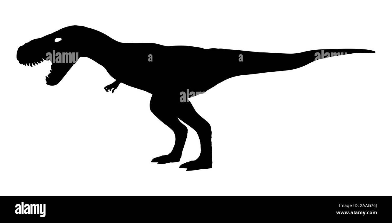 Tyrannosaurus rex ( T-rex ) is walking and snarling . Silhouette design ...