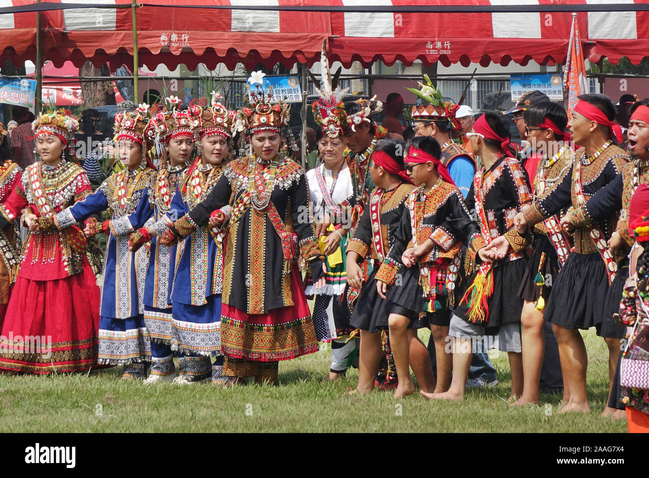 KAOHSIUNG, TAIWAN -- SEPTEMBER 28, 2019: Men and women of the ...